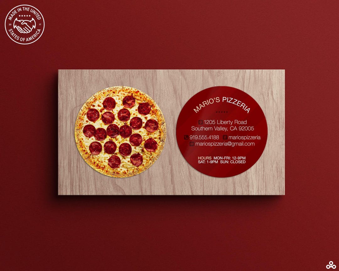 Mini Pizza Business Cards • Realistic Restaurant Business Card Design ...