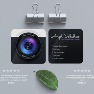 Mini Photographer Business Cards, Realistic Camera, Square Die-cut ...