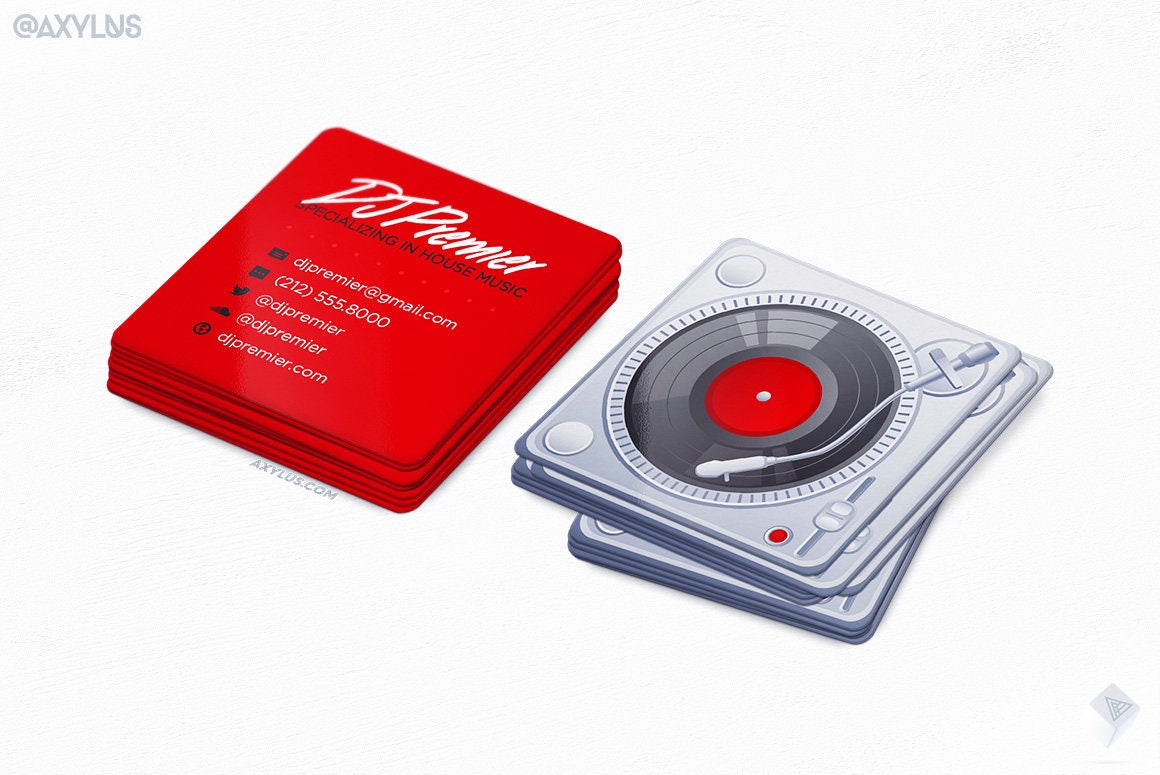 Turntable DJ Business Cards Music Record Mini Cards Rounded - Etsy