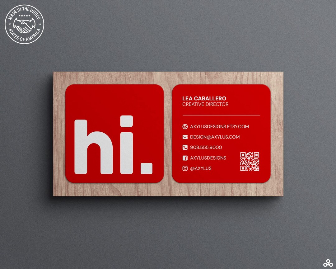Hi Social Business Cards • Minimalist Square Business Cards With Bold ...