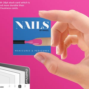 Chic & Colorful Square Nail Technician Business Card With Manicure ...