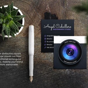 Mini Photographer Business Cards, Realistic Camera, Square Die-cut ...