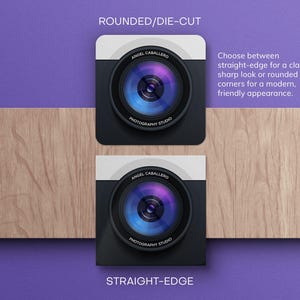 Mini Photographer Business Cards, Realistic Camera, Square Die-cut ...