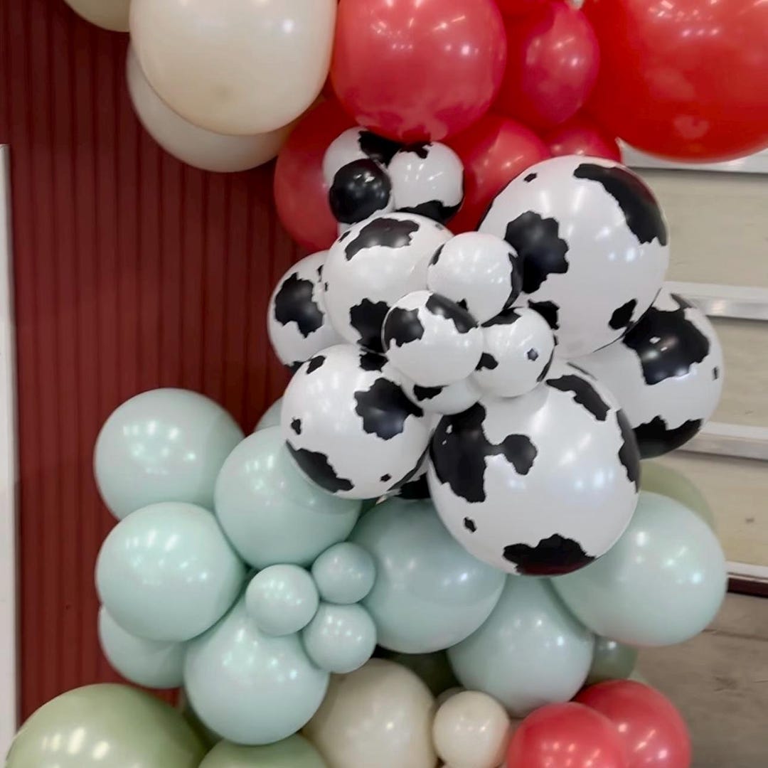 Party Balloons Pink, Farm, Cow Print , Red, Olive, Theme, Birthday ...