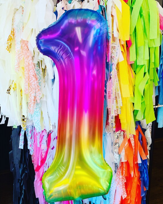 34 Rainbow Foil Balloon Number Balloon Number Giant Balloon | Etsy