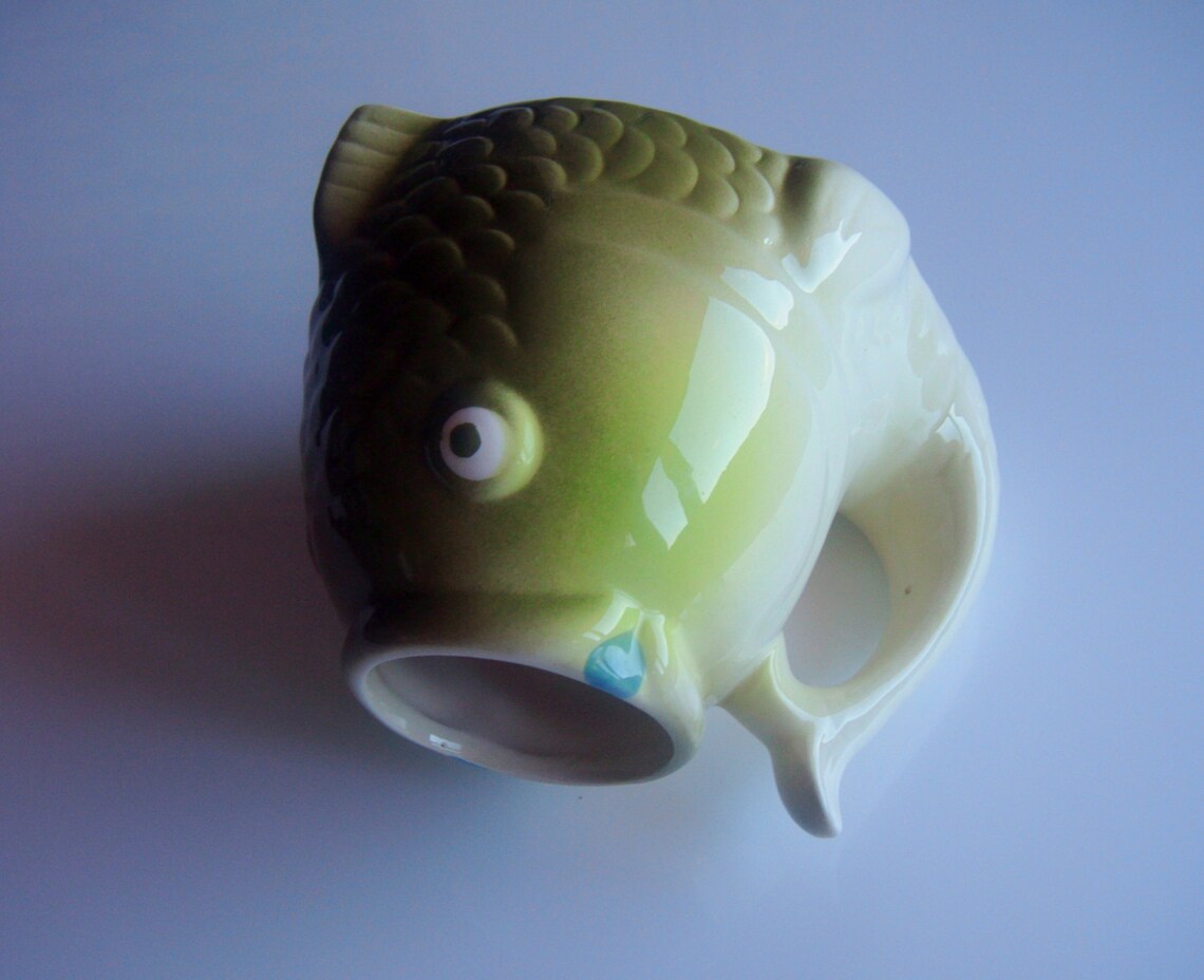 Vintage Ceramic Fish Shaped Mug With Tale Handle And Large | Etsy