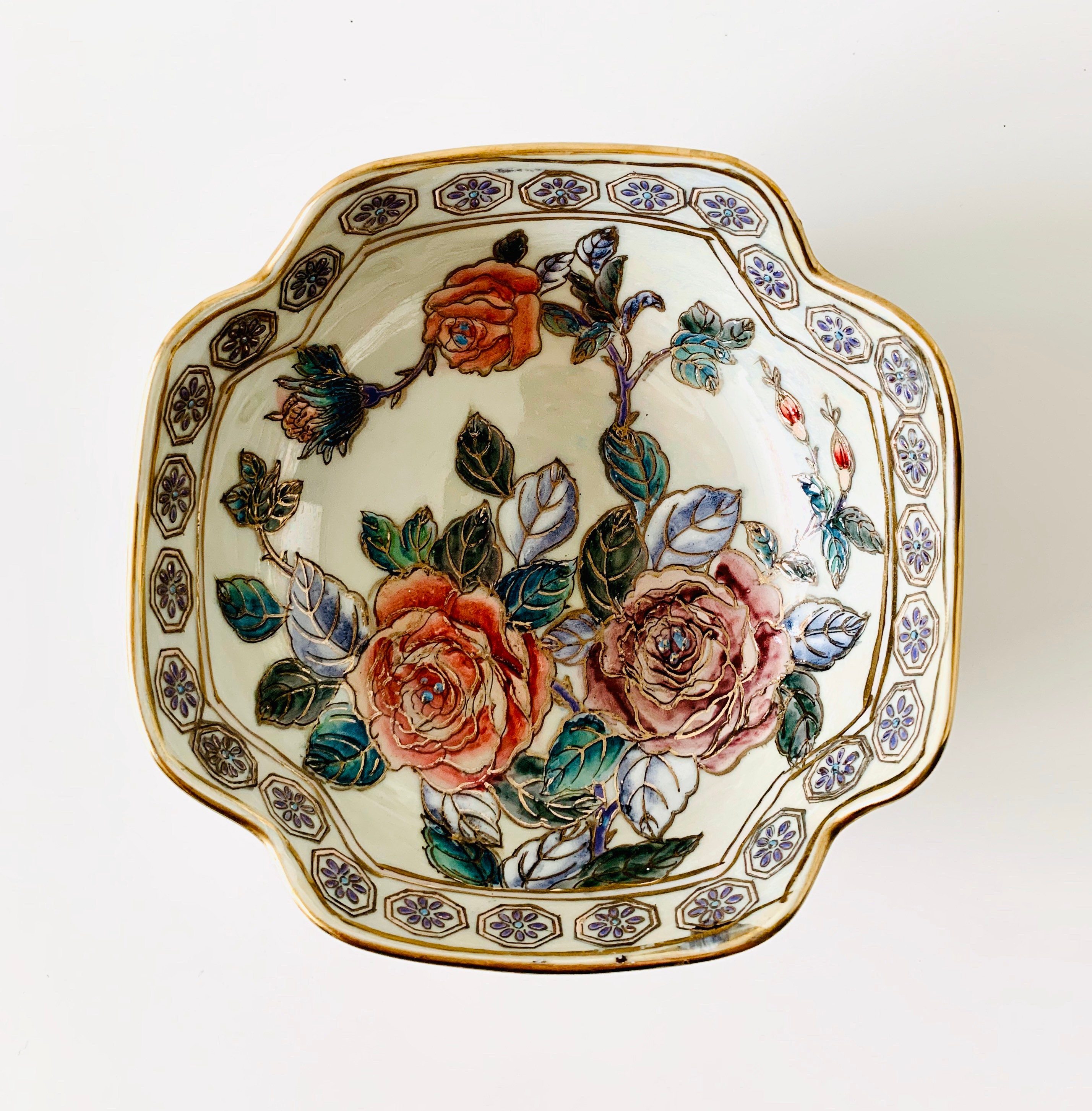 Decorative Hand Painted Rose Bowl Made in China | Etsy
