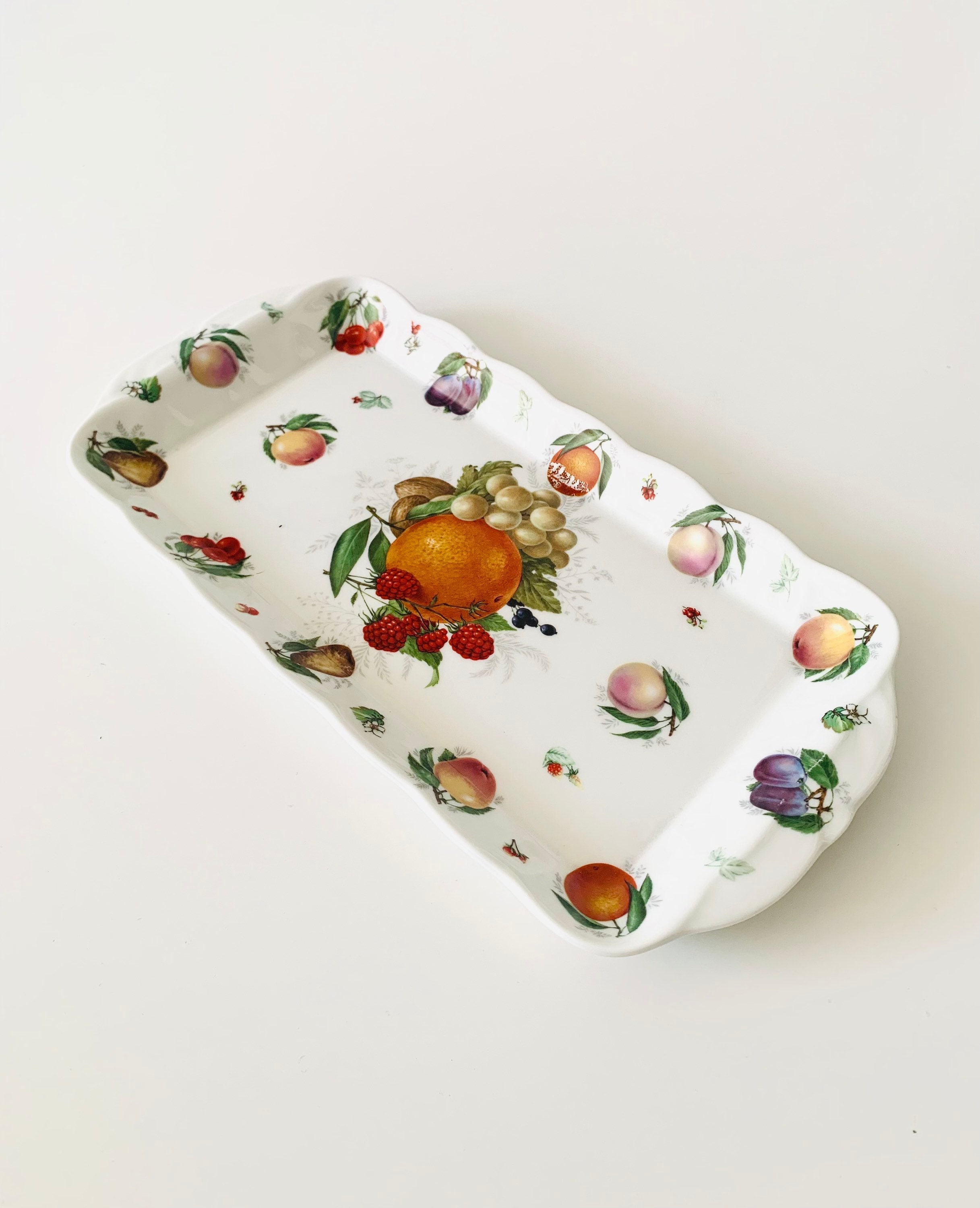 Vintage Porcelain Fruit Pattern Rectangular Serving Dish - Etsy