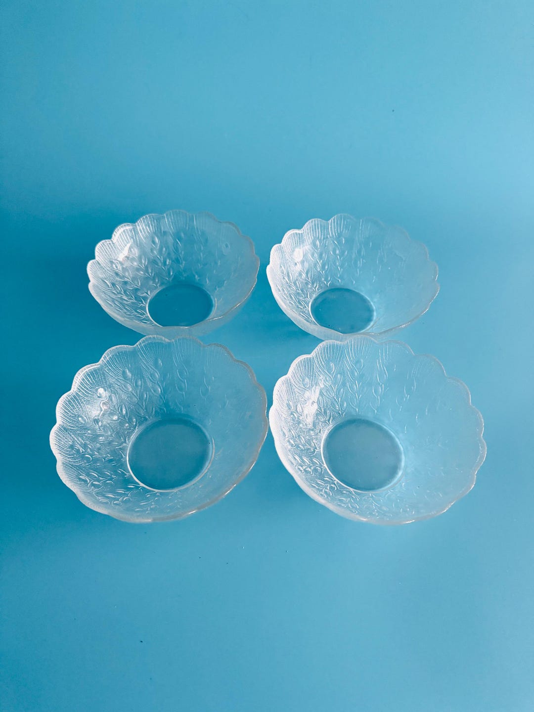 Set of 4 X Vintage Arcoroc Clear Tempered Glass Ear of Rye Pattern ...