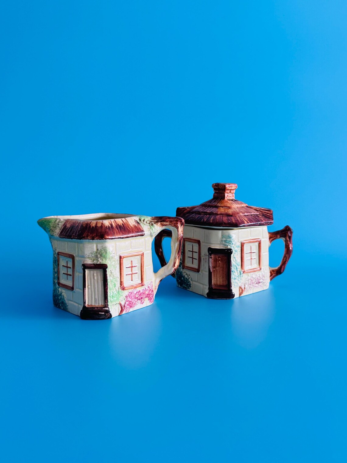 Keele St. Pottery Hand Painted House Sugar Pot & Creamer, Made in ...