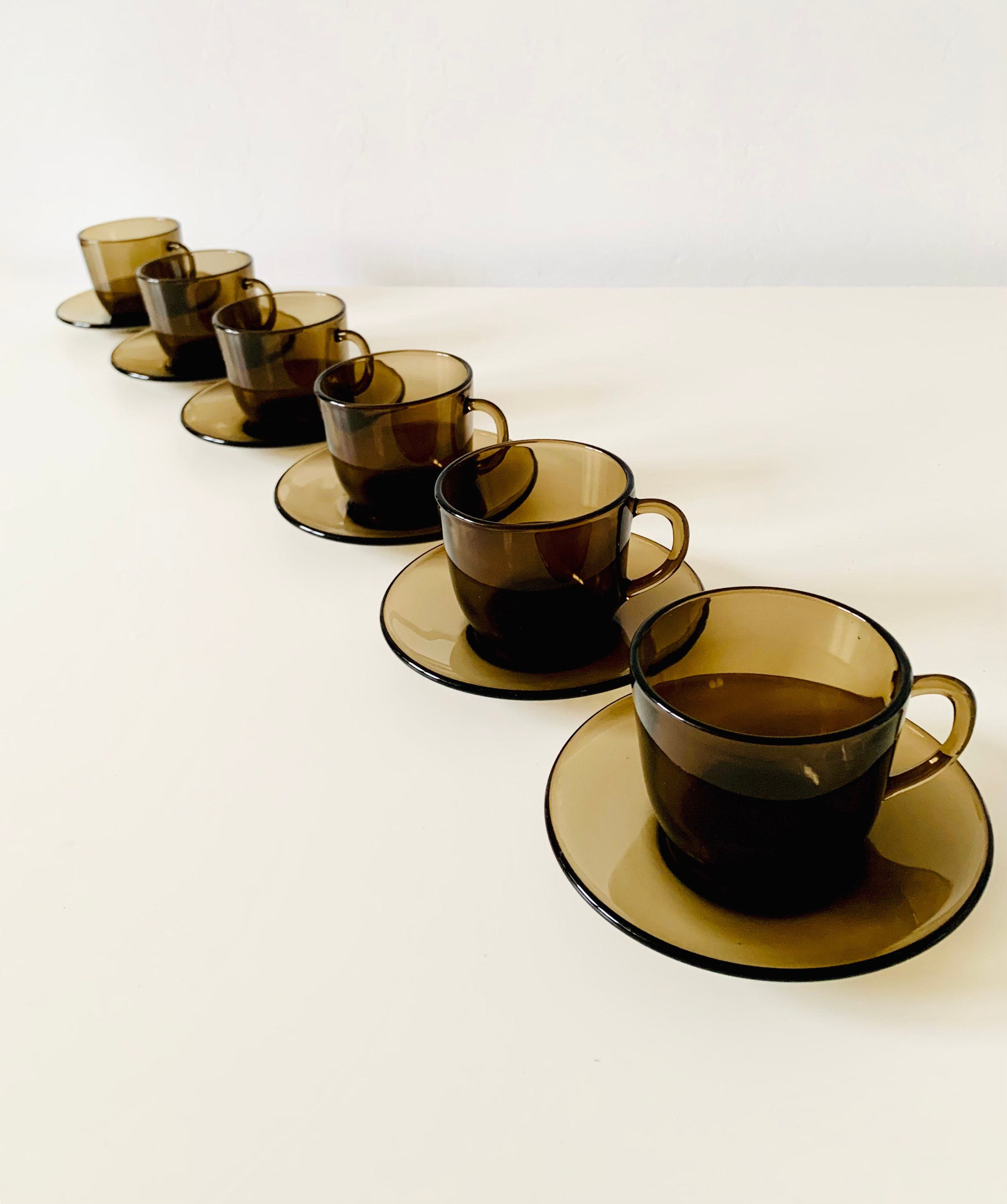 Kitchen & Dining Home & Living Set x 6 Vereco Smokey Brown Glass Cups ...