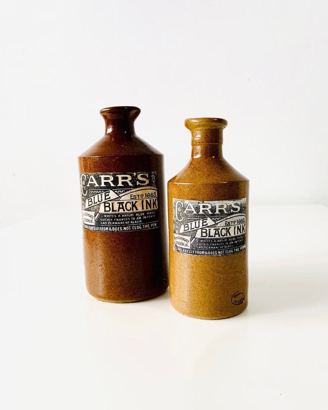 Set of 2 Antique Stoneware Ink Bottles - Etsy