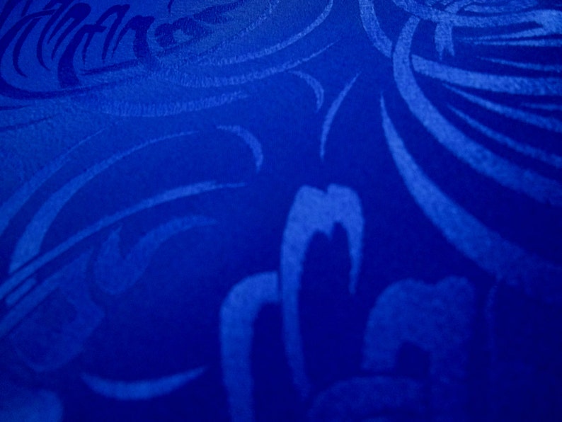 Dark Blue Patterned Polyester Fabric, 3 1/3 Yards, 45in. W, Silky ...