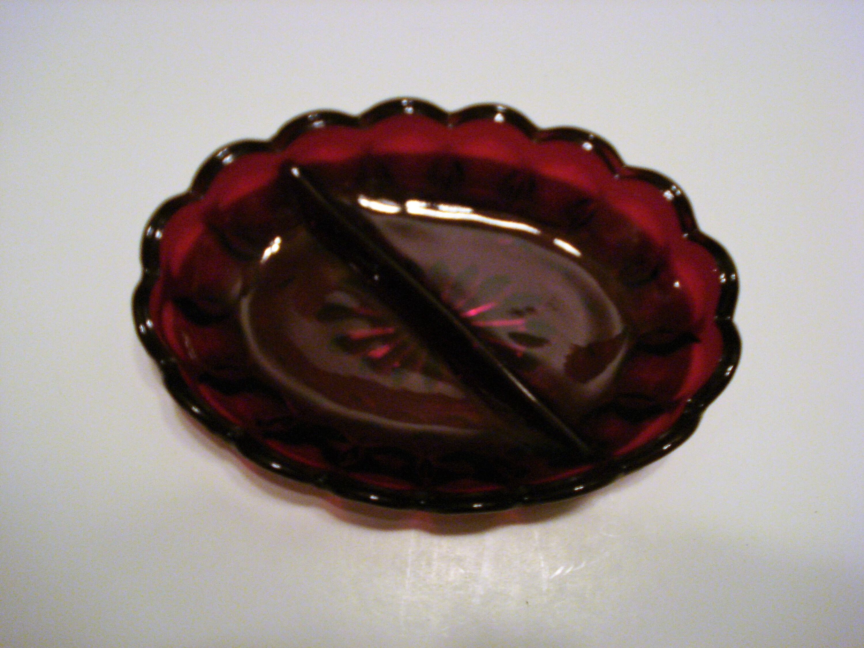 Vintage Ruby 2 - Part Relish Dish - Fairfield Pattern by Anchor Hocking ...