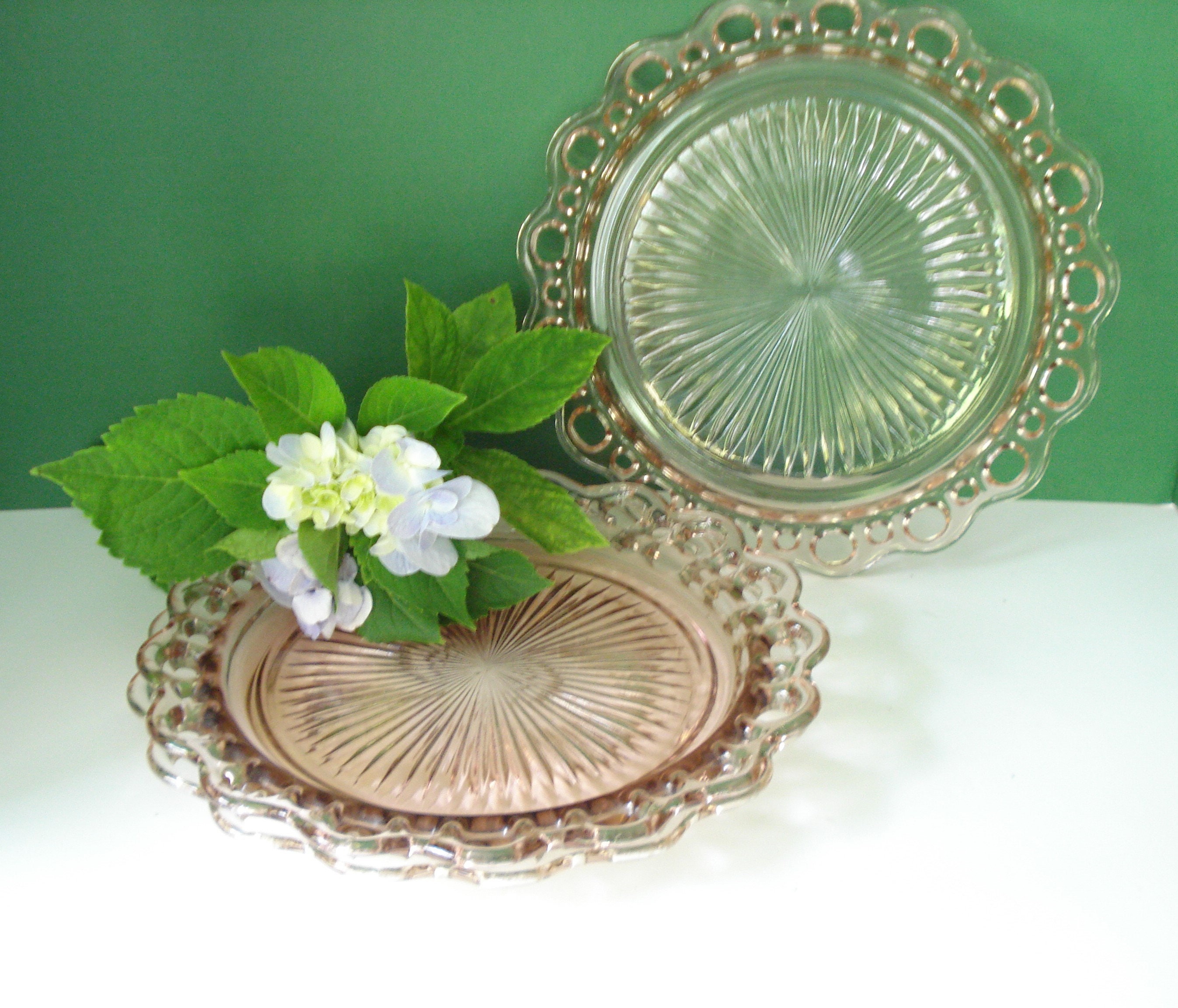 Pink depression glass plates set of 3 Plates Kitchen & Dining Dining ...