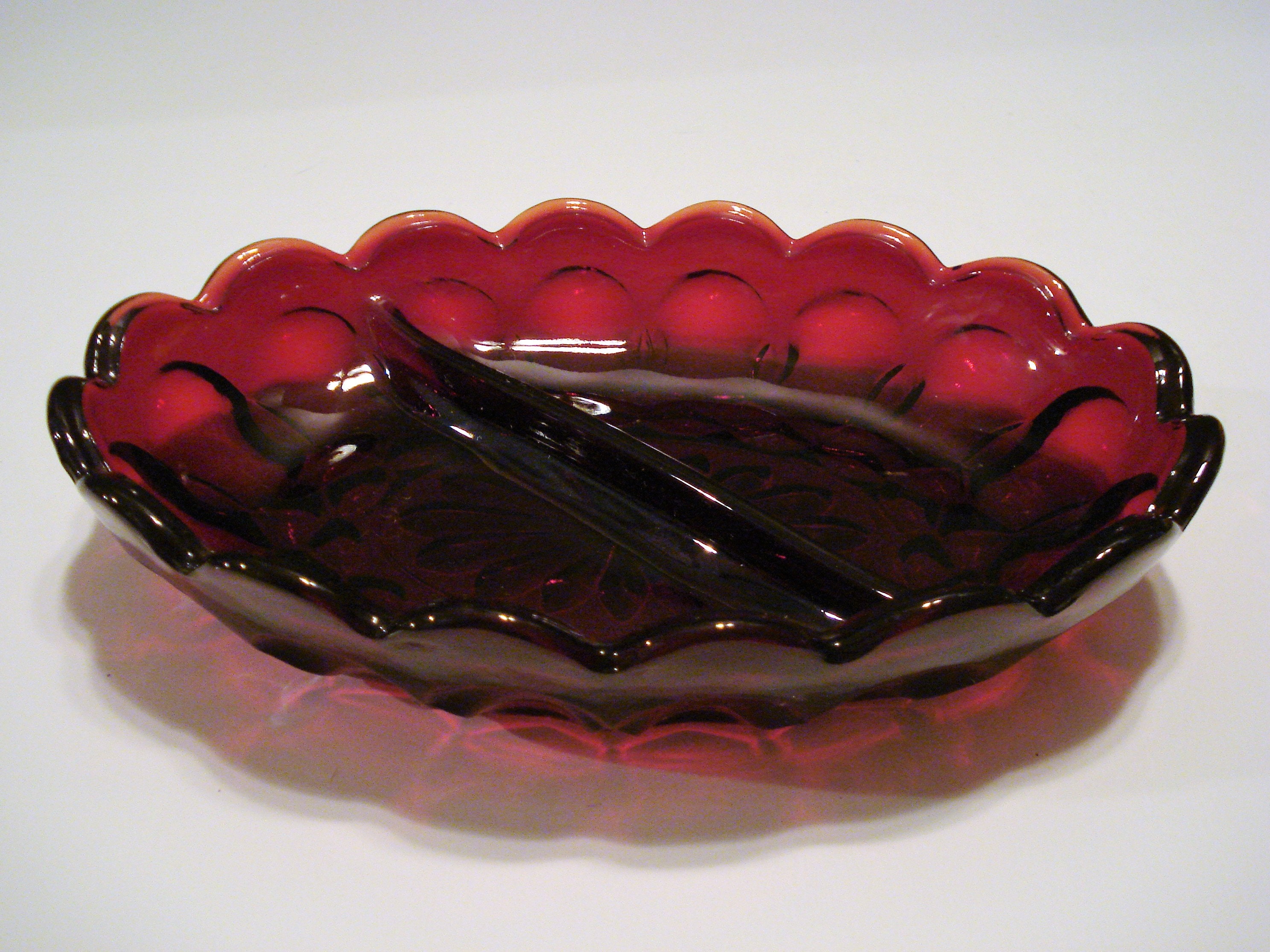 Vintage Ruby 2 - Part Relish Dish - Fairfield Pattern by Anchor Hocking ...