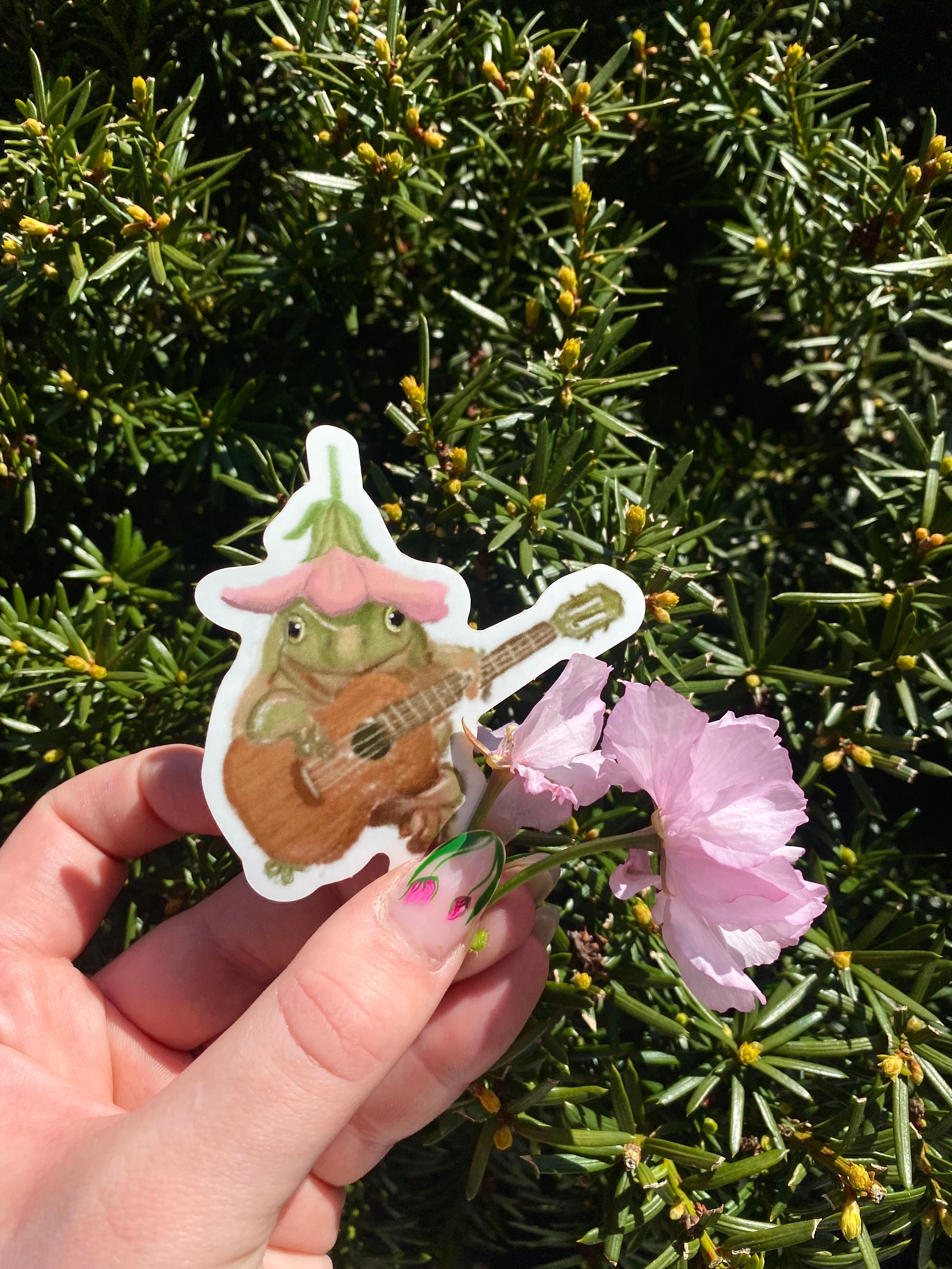 Frog Cottagecore Vinyl Sticker, Cute Stickers for Waterbottle, Animal ...