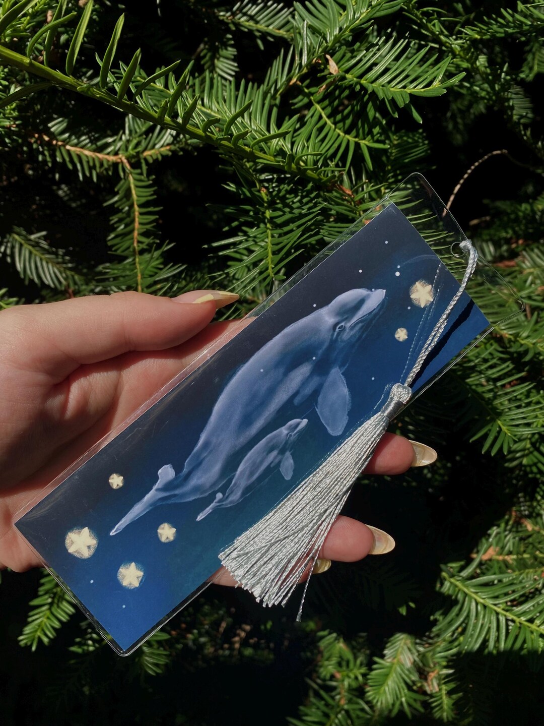 Celestial Beluga Whale Bookmark, Whimsigoth Bookish Accessories, Cozy ...