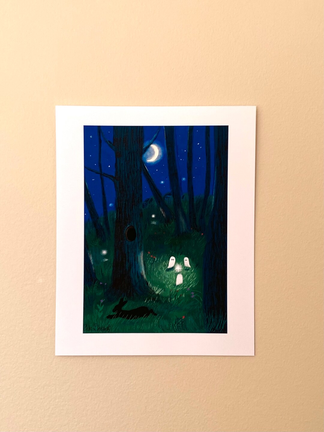 Fairycore Forest Ghost Illustration Print, Cute Ghosts, Magical Forest ...