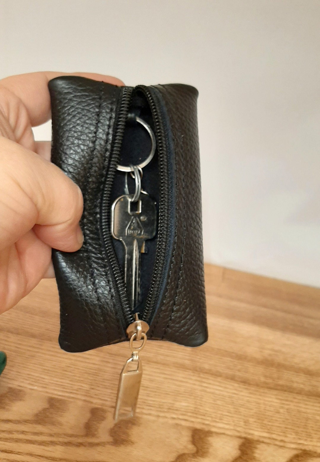 Black Soft Leather Keychain Leather Keys Pouch Small Wallet for Keys - Etsy