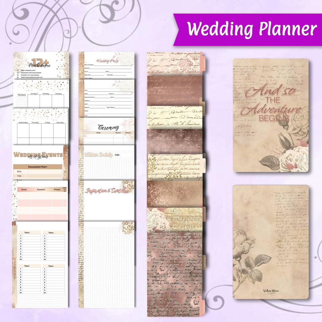 And so the Adventure Begins Printable Half Letter Wedding Planner ...