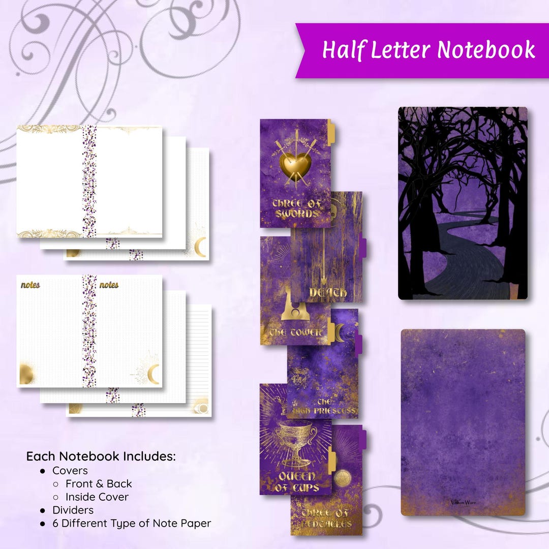 Agatha All Along Inspired Half Letter Notebook: Tarot Dividers ...