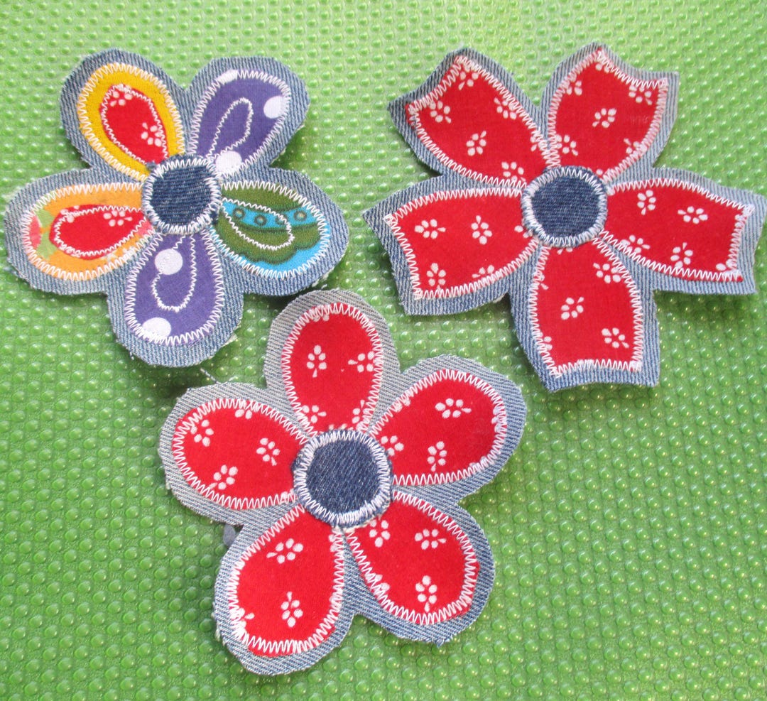 Handmade Denim Flower Patch: Sew-on Applique, Textile Art - Etsy
