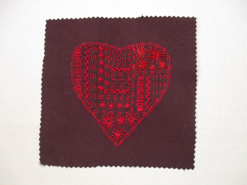 Various Heart Shape Boro Sashiko Patch, Hand Stitch Applique for ...