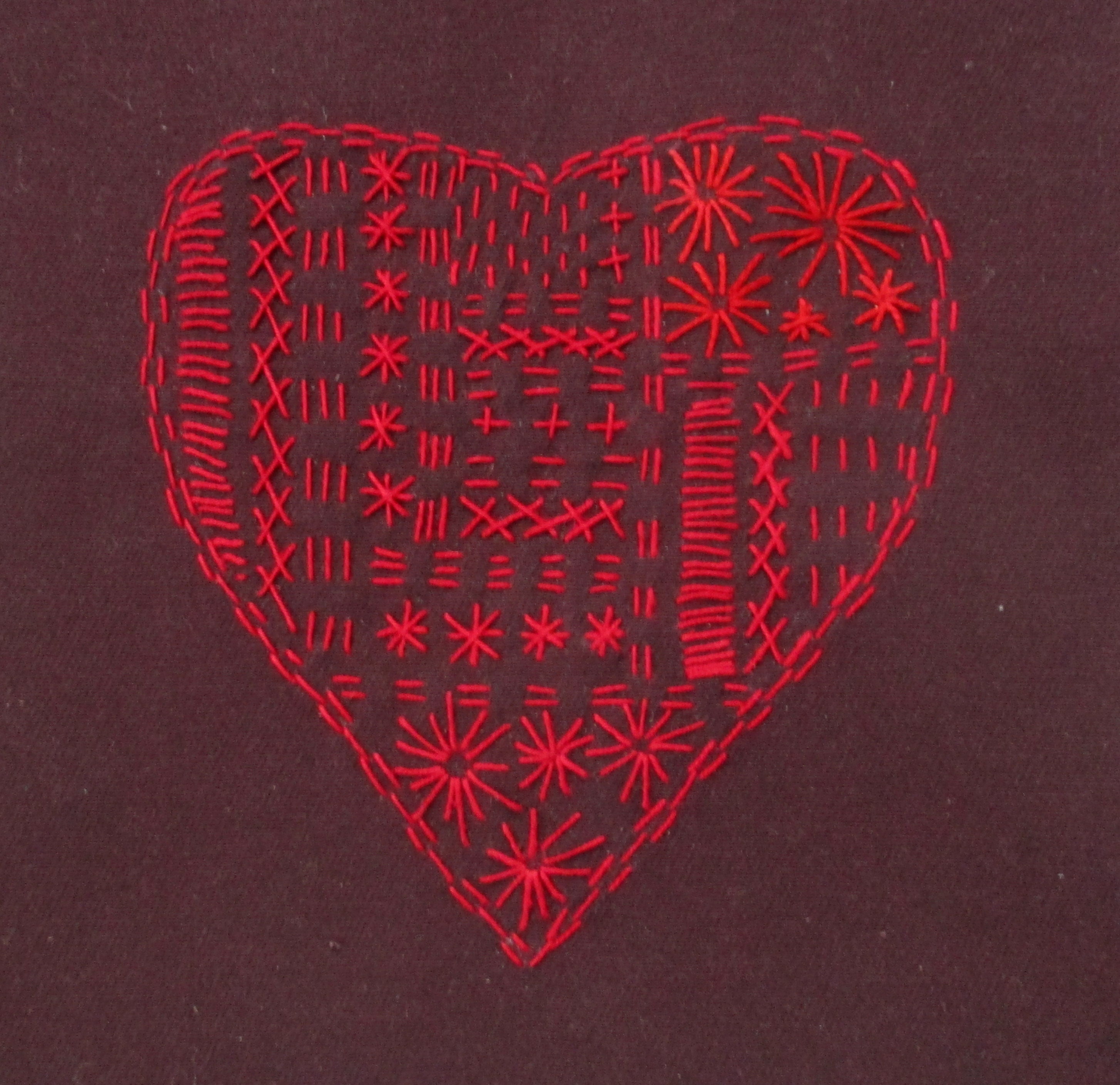 Various Heart Shape Boro Sashiko Patch, Hand Stitch Applique for ...