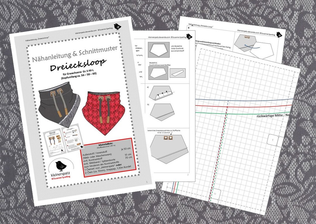 Sewing Instruction and Pattern Loop Triangle Loop Scarf - Etsy