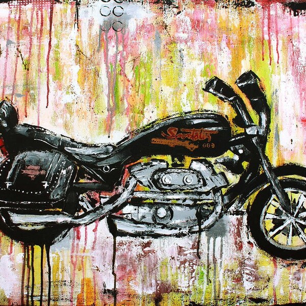 Abstract Harley Davidson Painting - Etsy