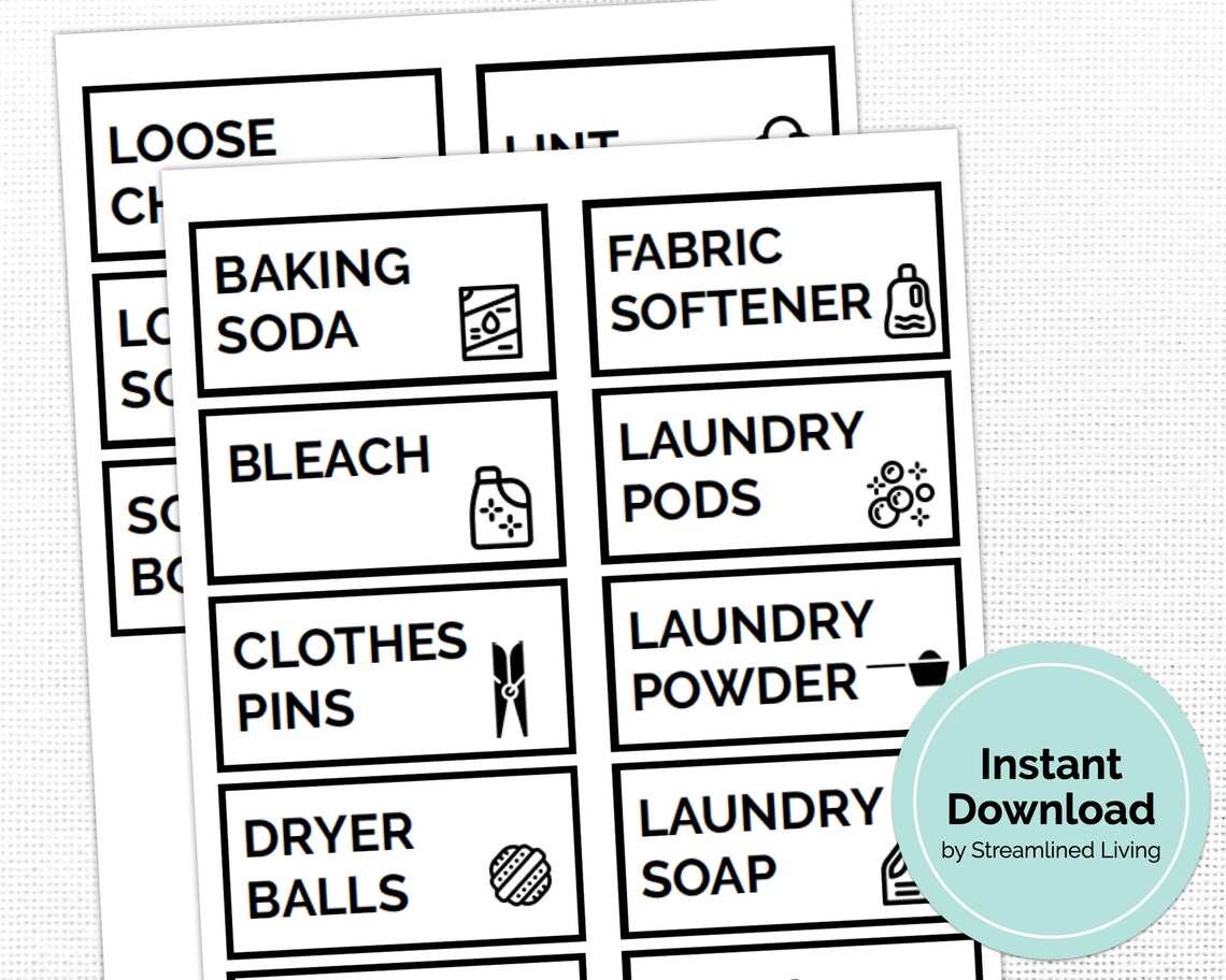 Laundry Room Labels for an Organized Home: Minimal Black | Etsy