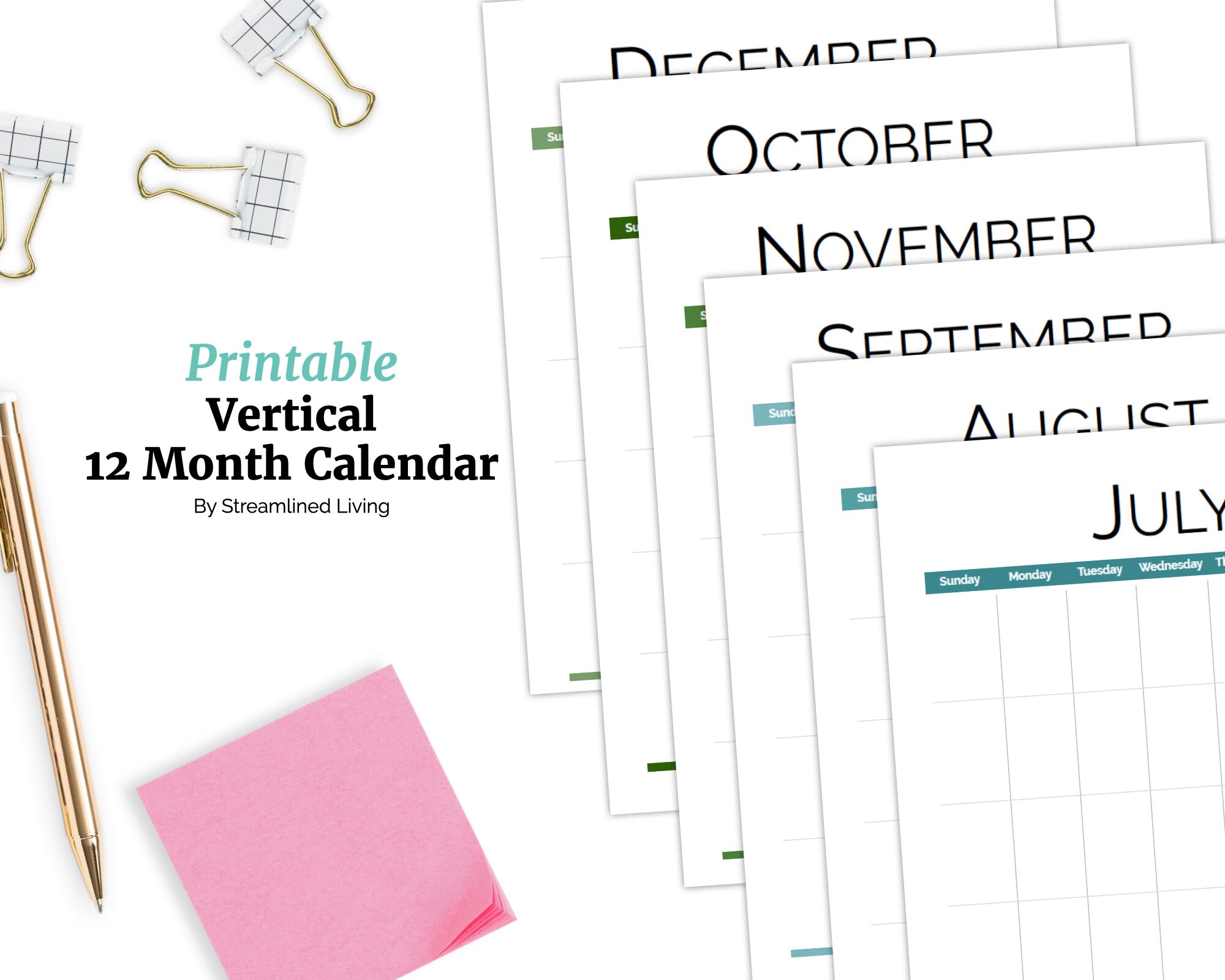 Undated Printable Monthly Calendar Planner Insert Pages for A4 | Etsy