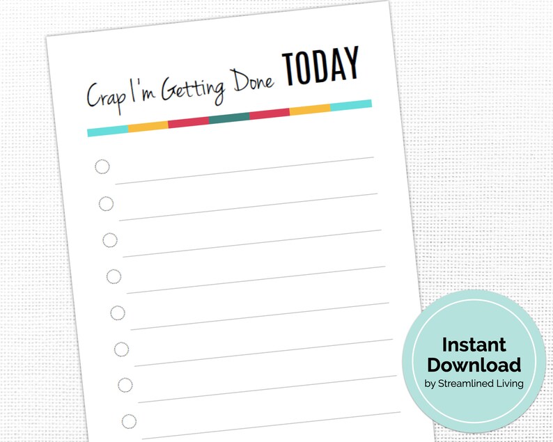Snarky Printable Planner Insert: Crap I'm Getting Done - Etsy