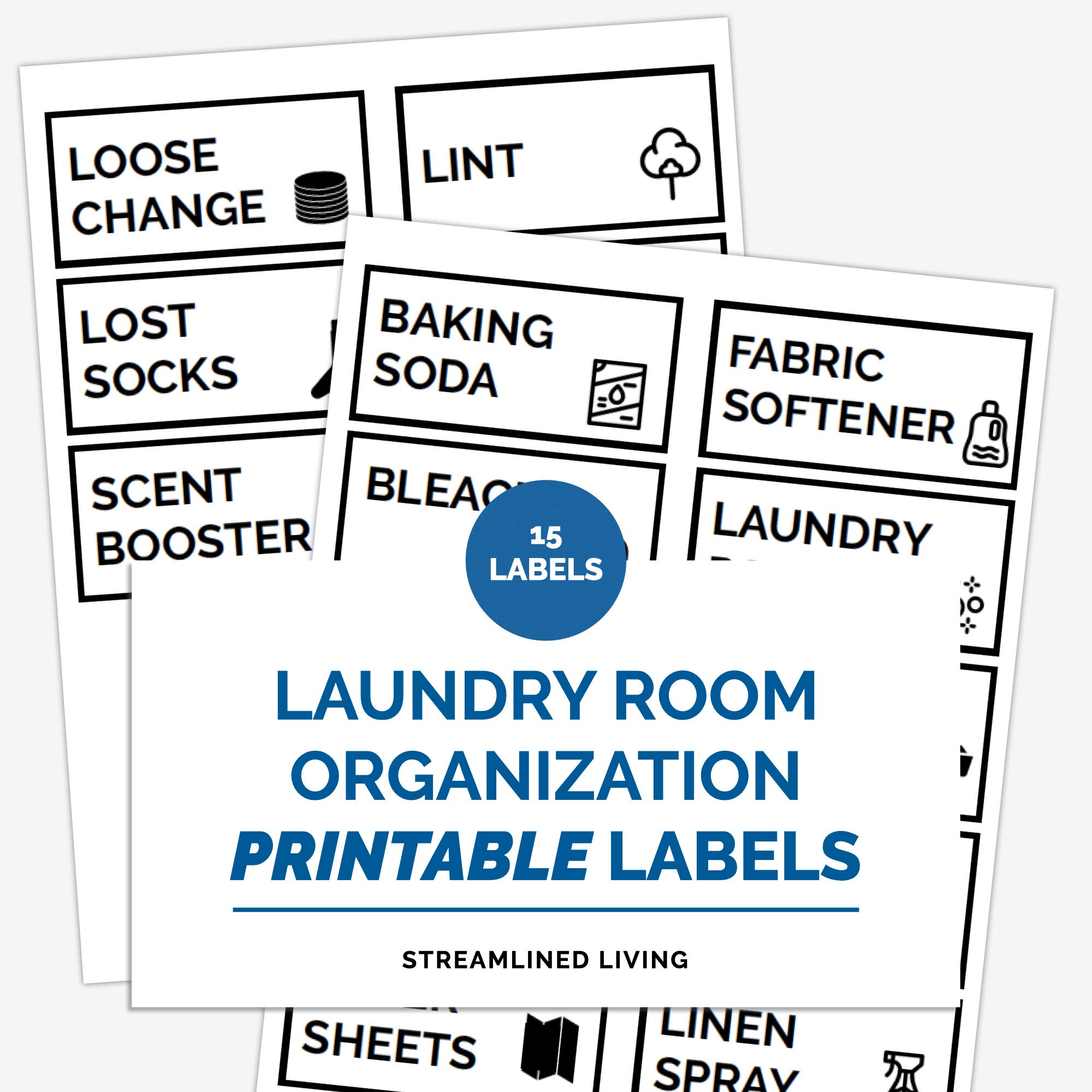 Laundry Room Labels for an Organized Home: Minimal Black Design ...