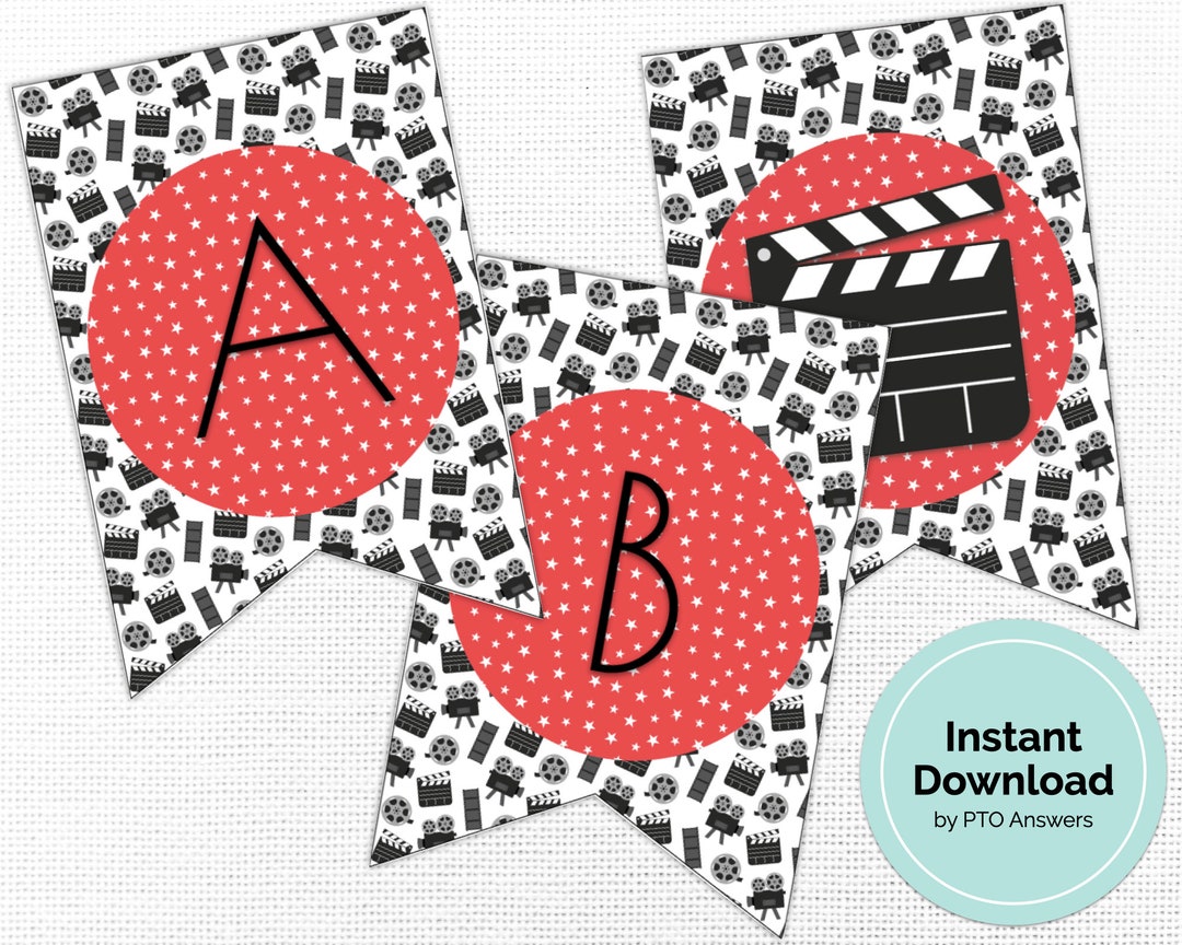Movie Theme Printable Banner: Teacher Appreciation / Film Night Decor ...