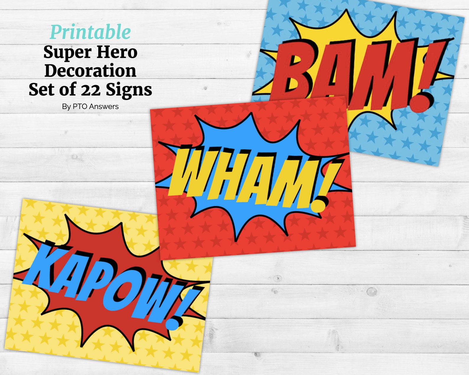 Super Hero Sign Set Printable Superhero Poster Wall | Etsy