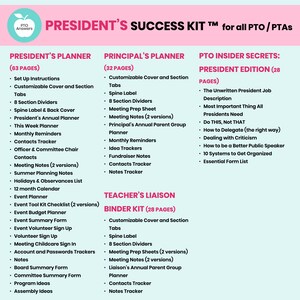 Success Kit for PTO PTA President: Printable Form Templates - Etsy