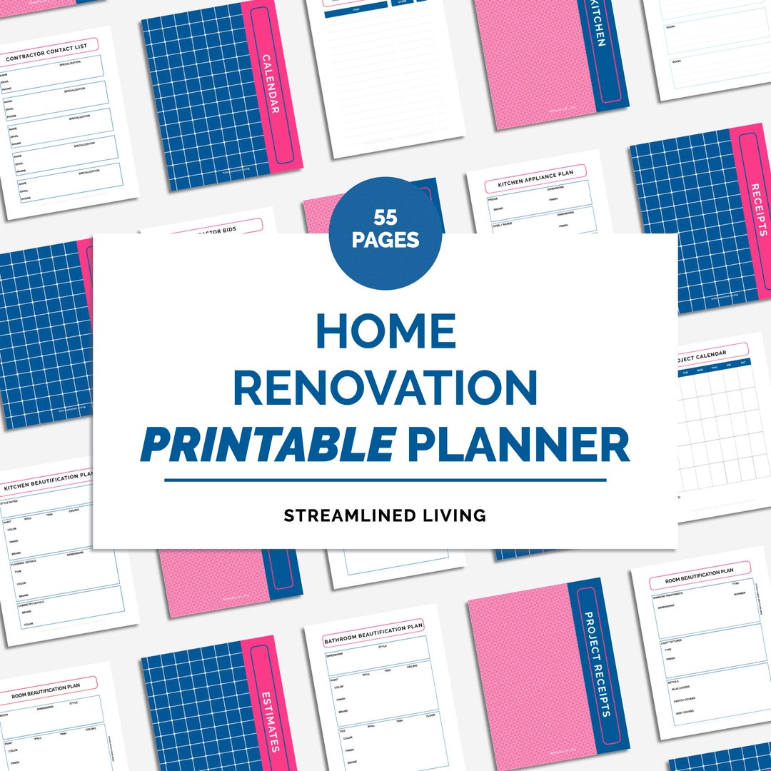 Printable Home Renovation Planner and Home Project Binder to Track Home ...