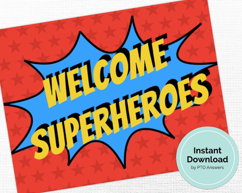 Super Hero Sign Set + Printable Superhero Poster Wall Decorations for ...