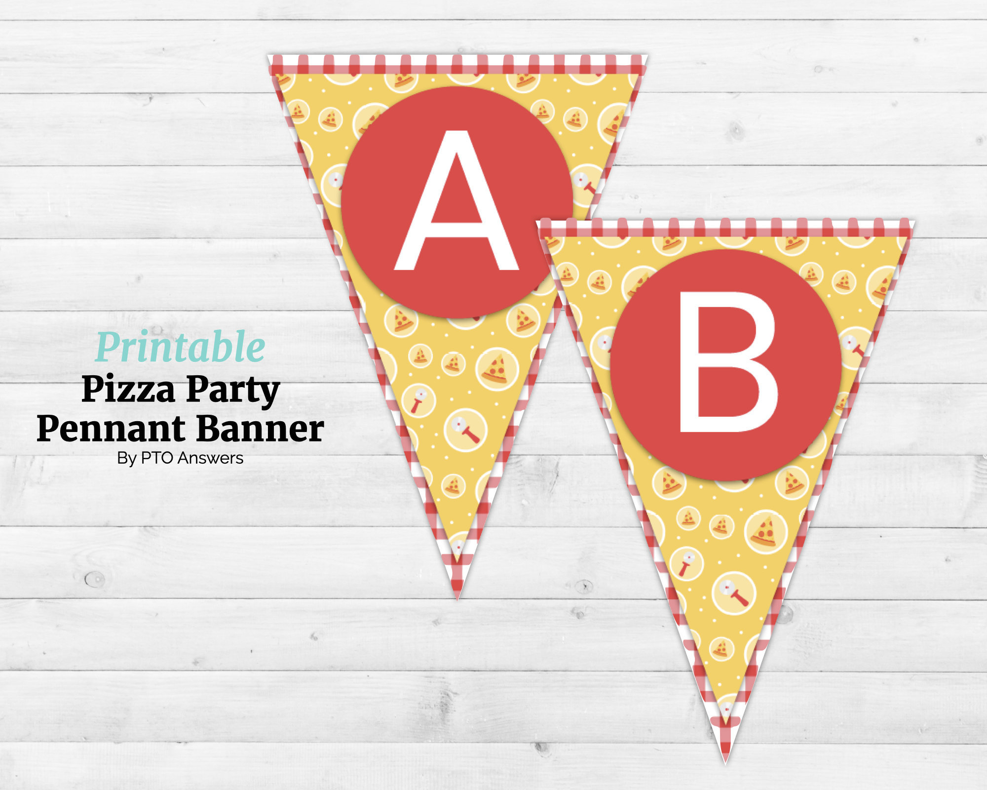 Pizza Party Pennant Banner printable garland and bunting | Etsy