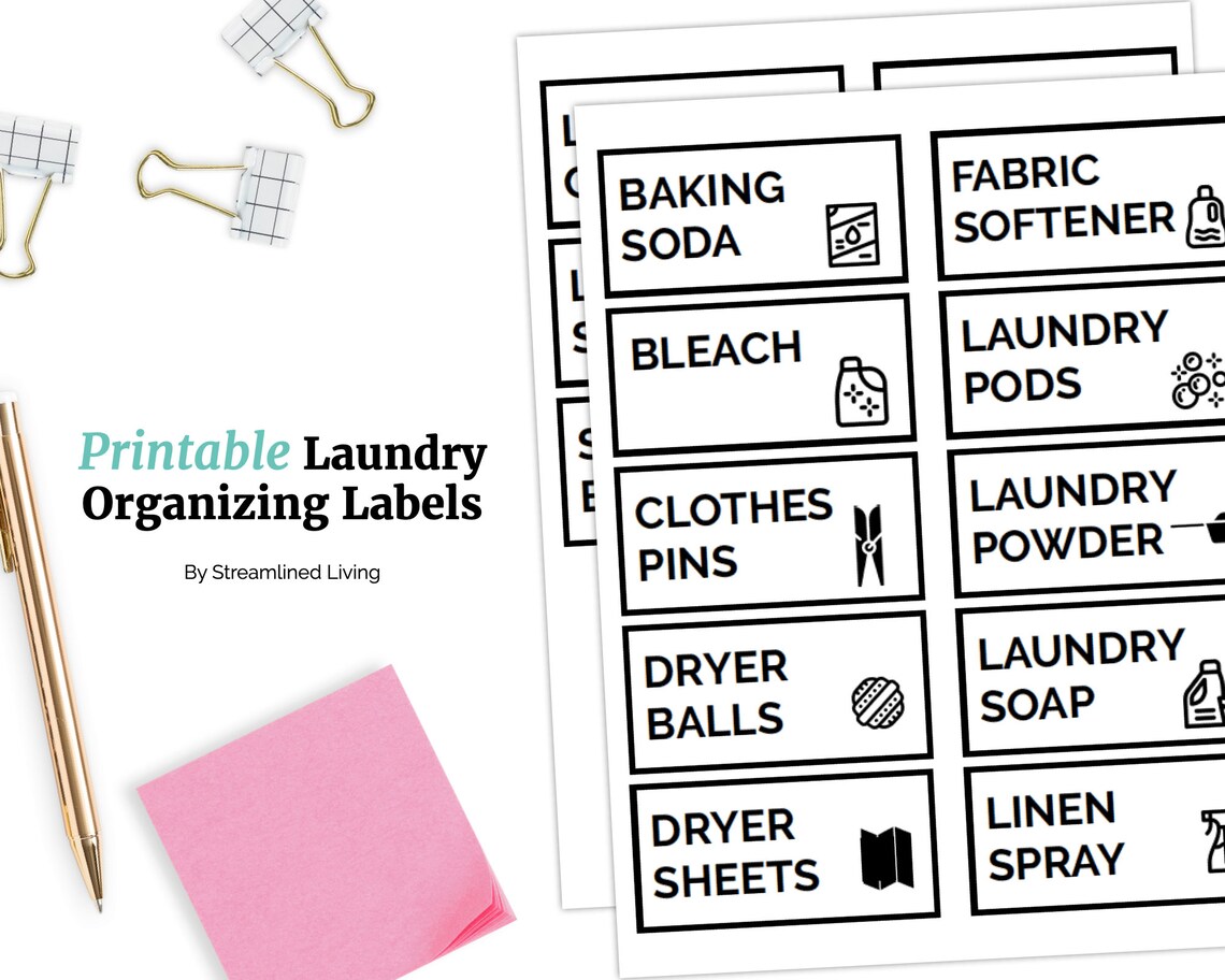 Laundry Room Labels for an Organized Home: Minimal Black | Etsy