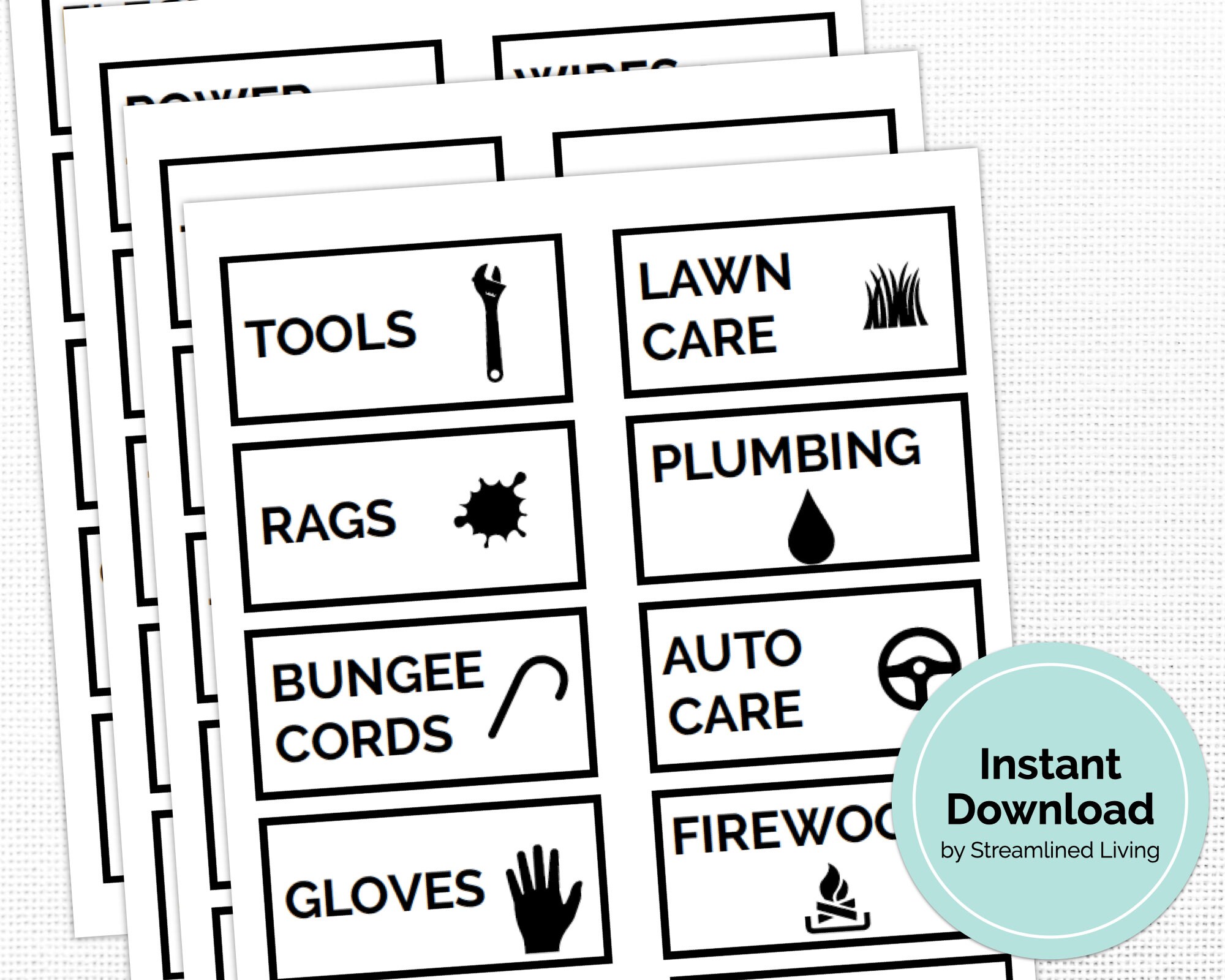 Garage Organizing Labels for an Organized Home: Minimal Black - Etsy