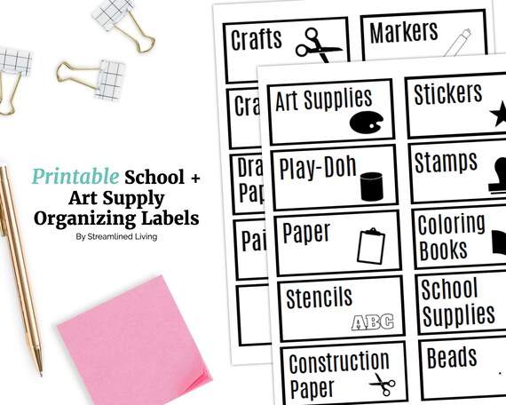 Printable school supply organizing labels for art craft and | Etsy
