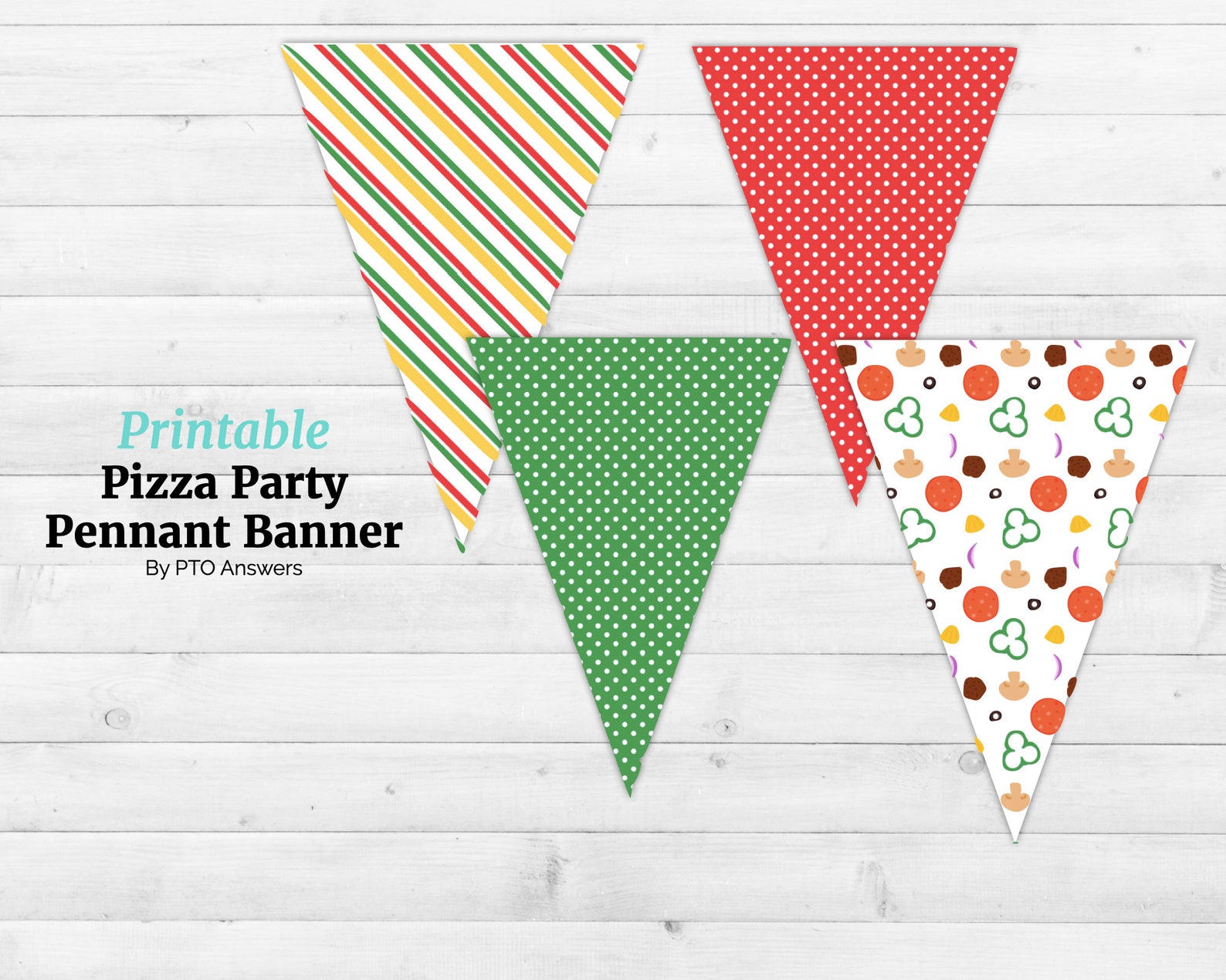 Pizza Party Pennant Banner printable garland and bunting | Etsy