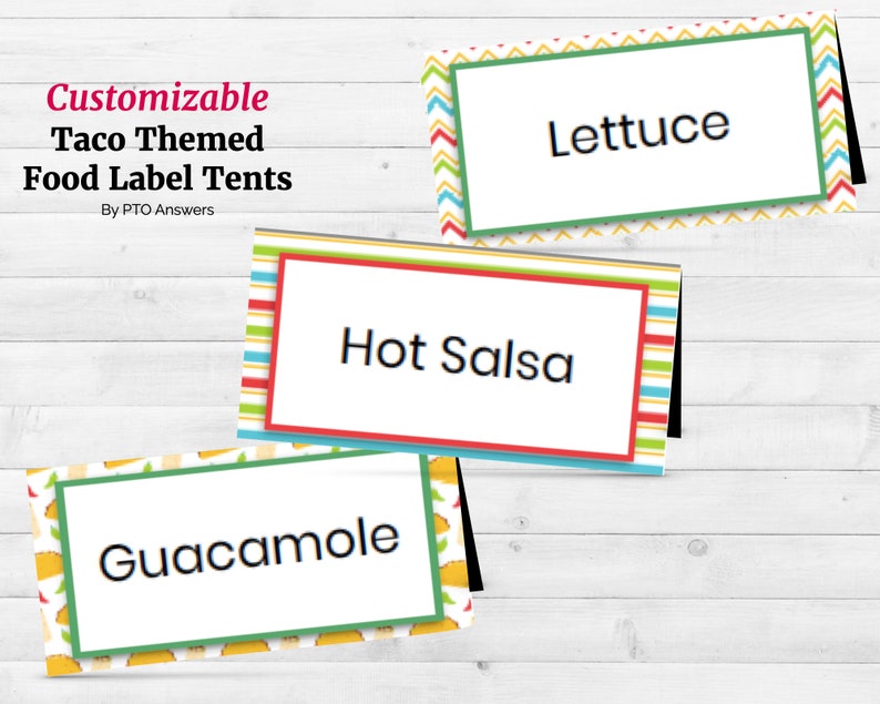 Taco Themed Printable Food Labels Tent style perfect Teacher | Etsy