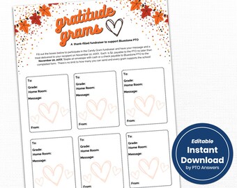 Thanksgiving Candy Gram EDITABLE Flyer PTA PTO Fundraiser - Etsy