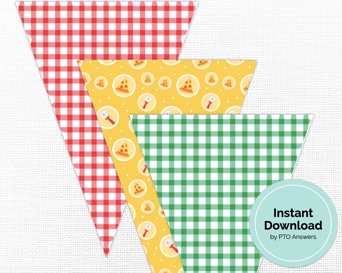 Pizza Party Pennant Banner Printable Garland and Bunting - Etsy