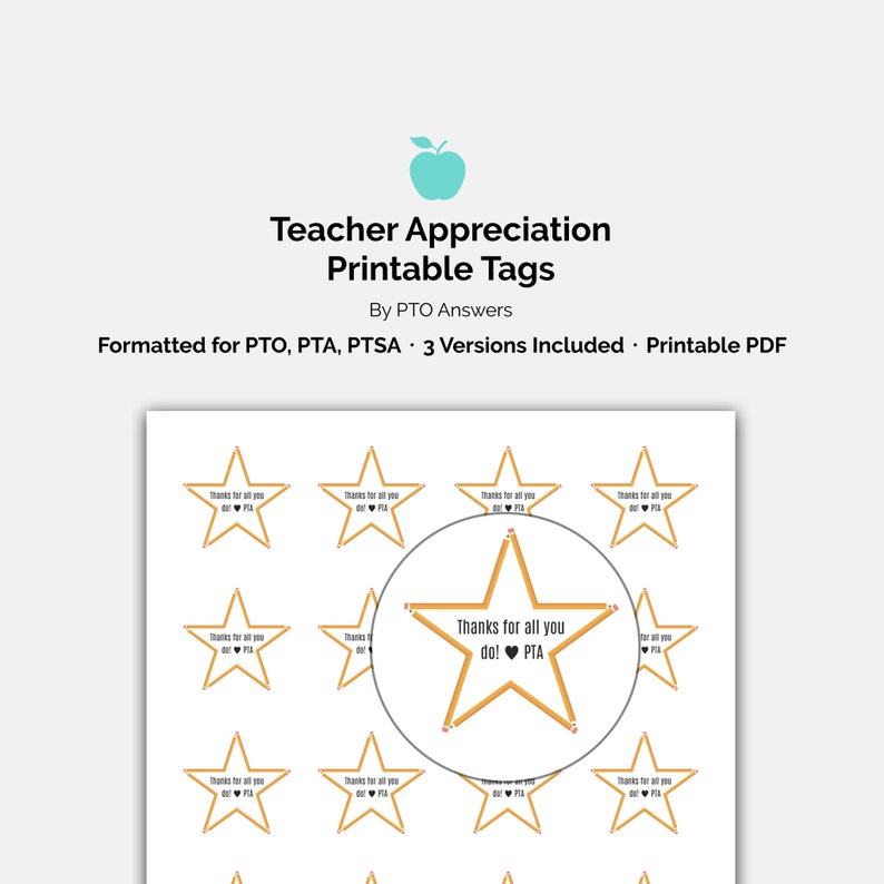 Teacher Appreciation Printable Tags: Star themed Staff | Etsy