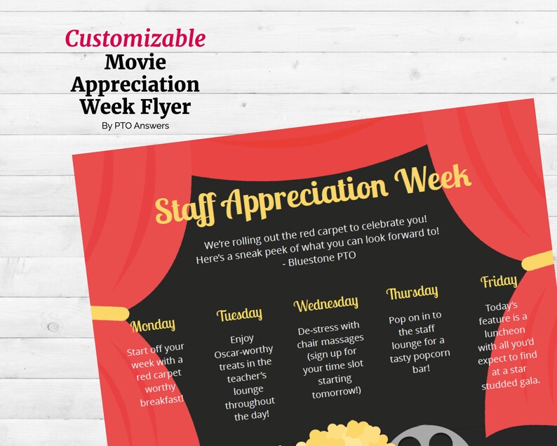 Movie Themed Printable Teacher Appreciation and Staff | Etsy